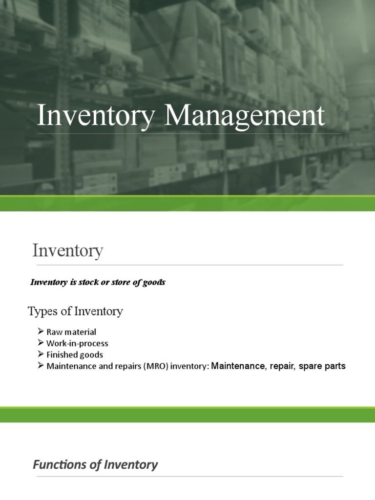 Inventory Management 1 | PDF | Inventory | Supply Chain Management