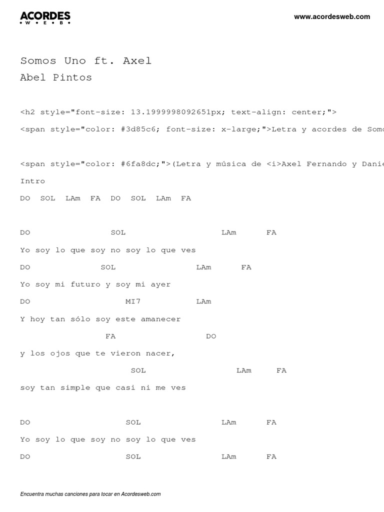 Somos Uno Ft. Axel: Abel Pintos | PDF