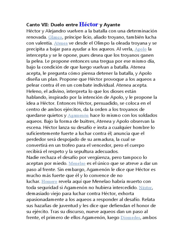 Canto VII | PDF | Héctor | Helena de Troya
