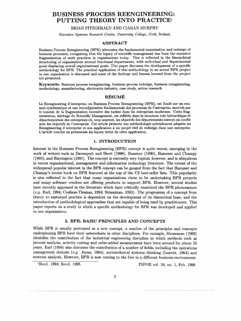 Business Process Reengineering: Putting Theory Into Practice | PDF ...