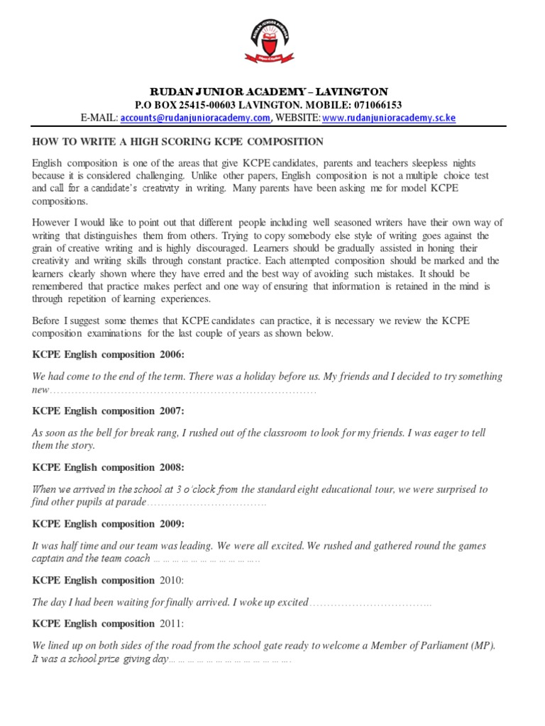 How To Write A High Scoring Kcpe Composition | PDF | Language Arts ...