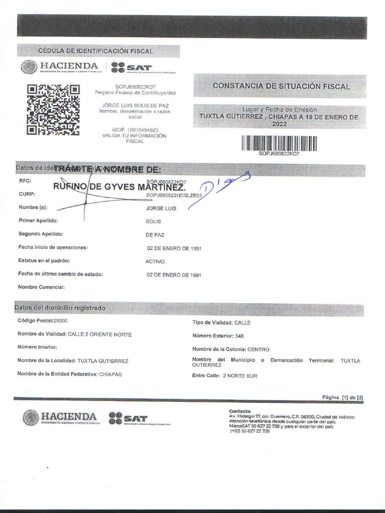 RFC Constancia de Situacion Fisc | PDF