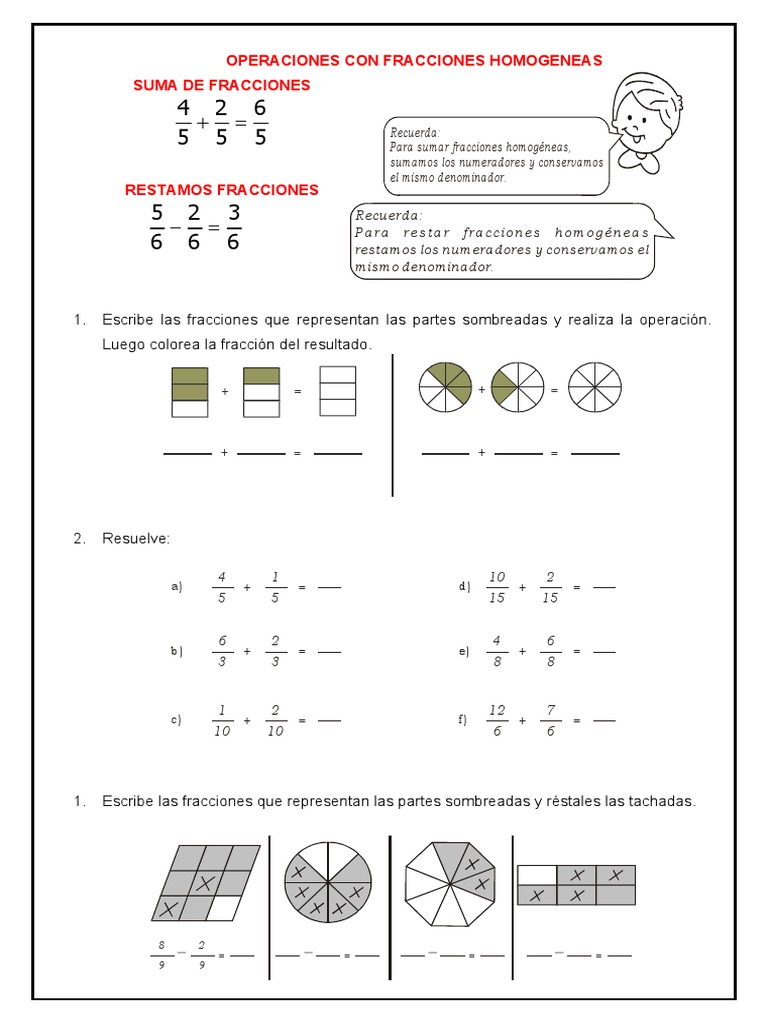 Operaciones Fracciones 1ro° | PDF | Aritmética | Matemática Elemental