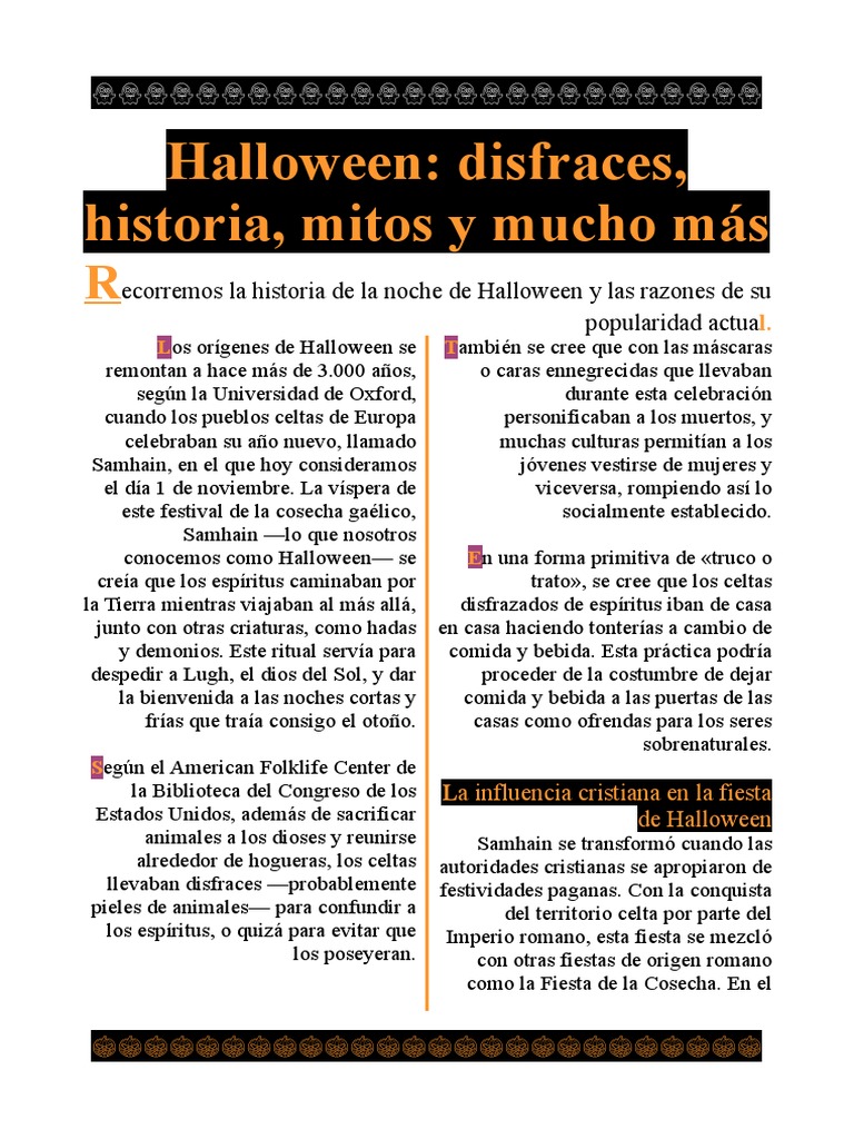 Historia y tradiciones de Halloween | PDF | Víspera de Todos los Santos ...