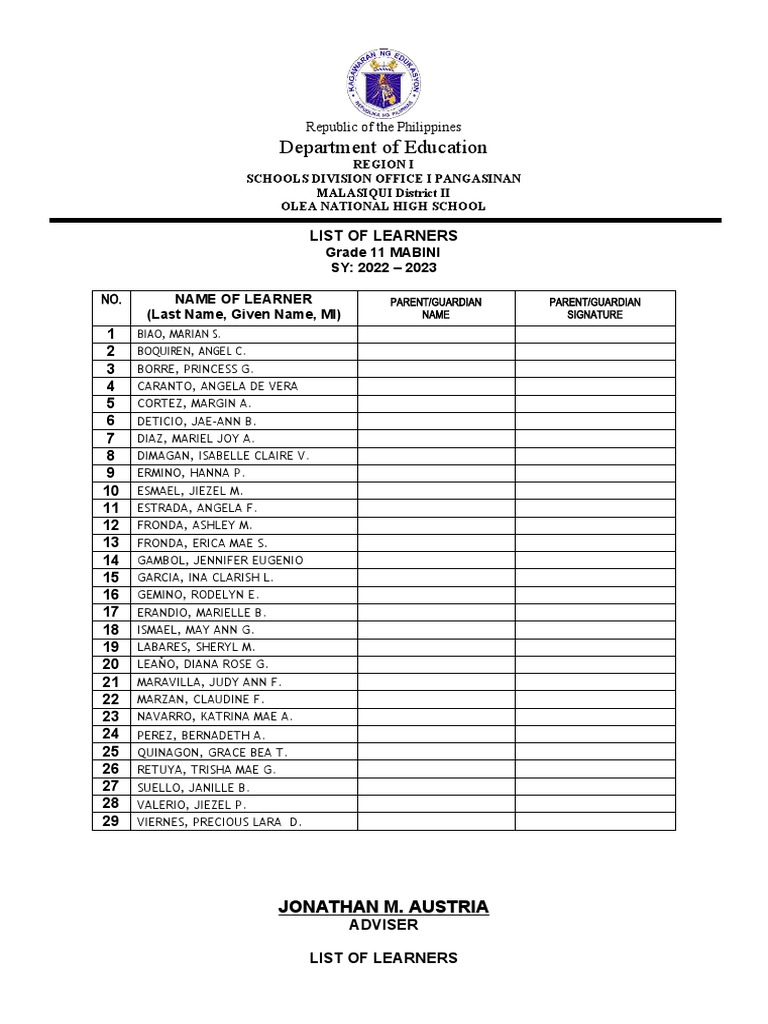 Attendance Card Day Signatures | PDF