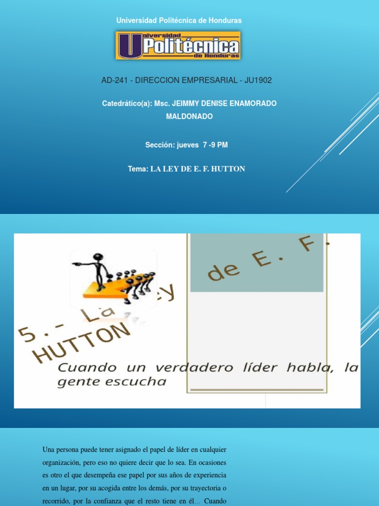 LA LEY DE E. F. HUTTON... Presentacion.... | PDF