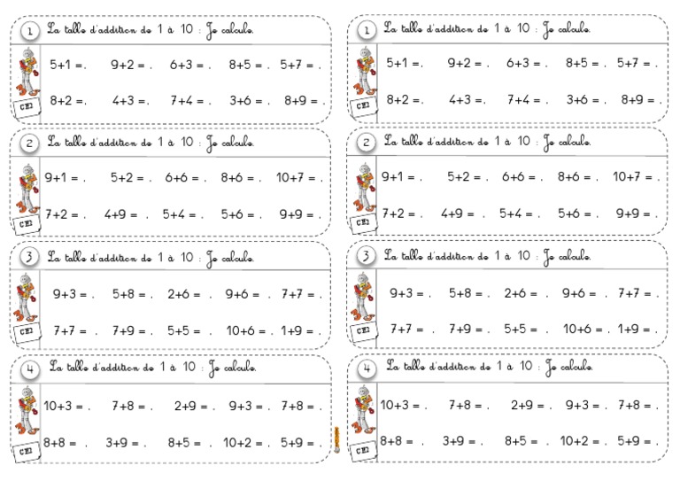 Calcul 1 Rituel Table D Addition CE2 | PDF