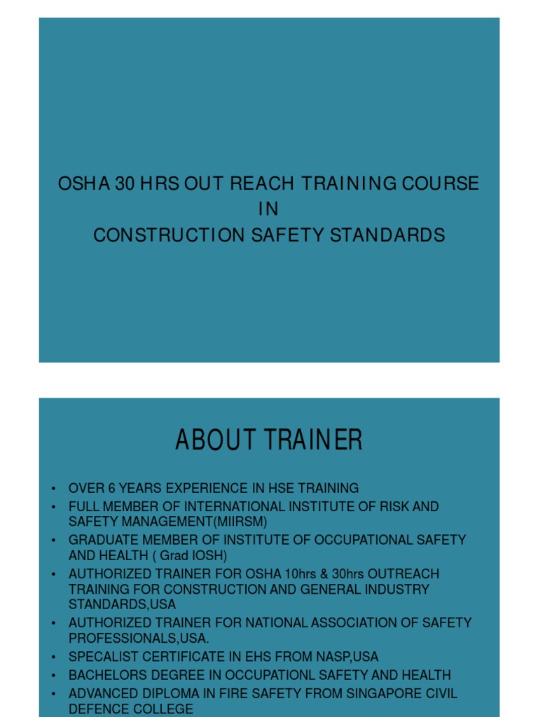 Osha 30 | PDF | Occupational Safety And Health Administration ...