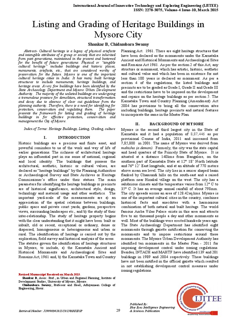 Listing and Grading of Heritage Buildings in | PDF | Cultural Heritage ...