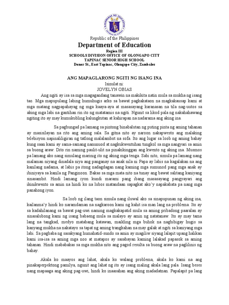 Ang Mapaglarong Ngiti NG Isang Ina Pagbasa | PDF