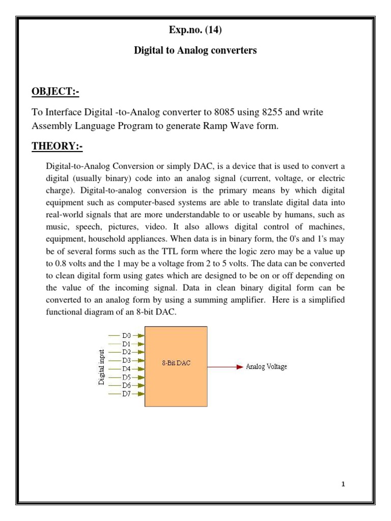 DAC Interfacing with 8085 | PDF | Digital To Analog Converter | Information Age
