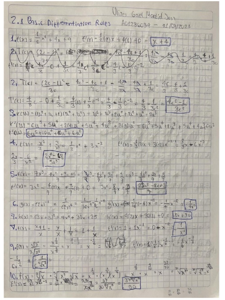 A01236034 - 2.1 Basic Differentiation Rules | PDF