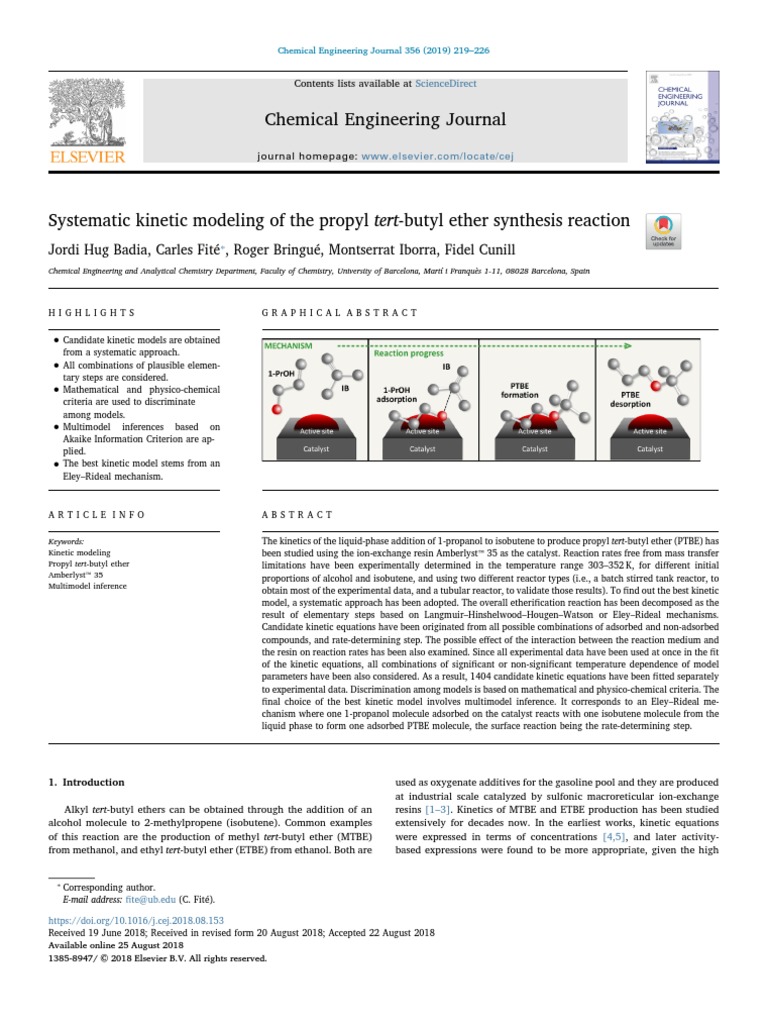 (PJ4) Propyl - Tert-Butyl - Ether - Synthesis - Reaction | PDF | Gas ...