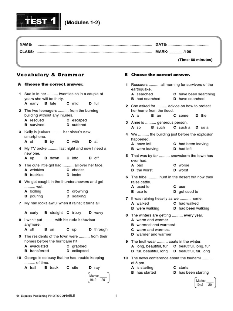 15 OnScreen B1plus Test 1 | PDF