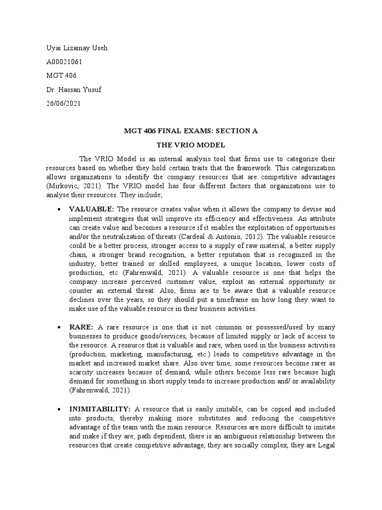 MGT 406 Final Exams | PDF