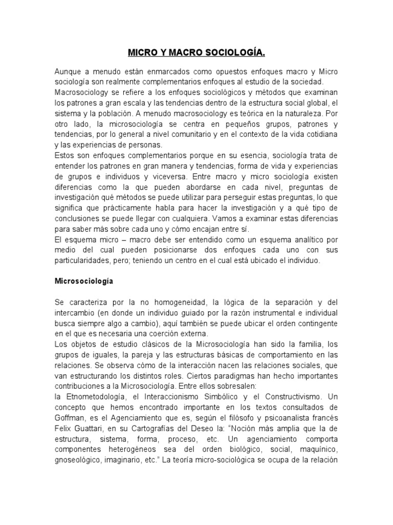 Micro y Macro Sociología | PDF