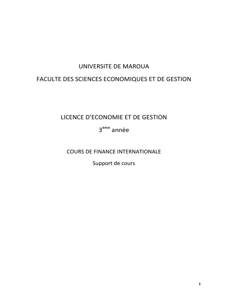 Cours de Finance Internationale Octobre2018-1 | PDF
