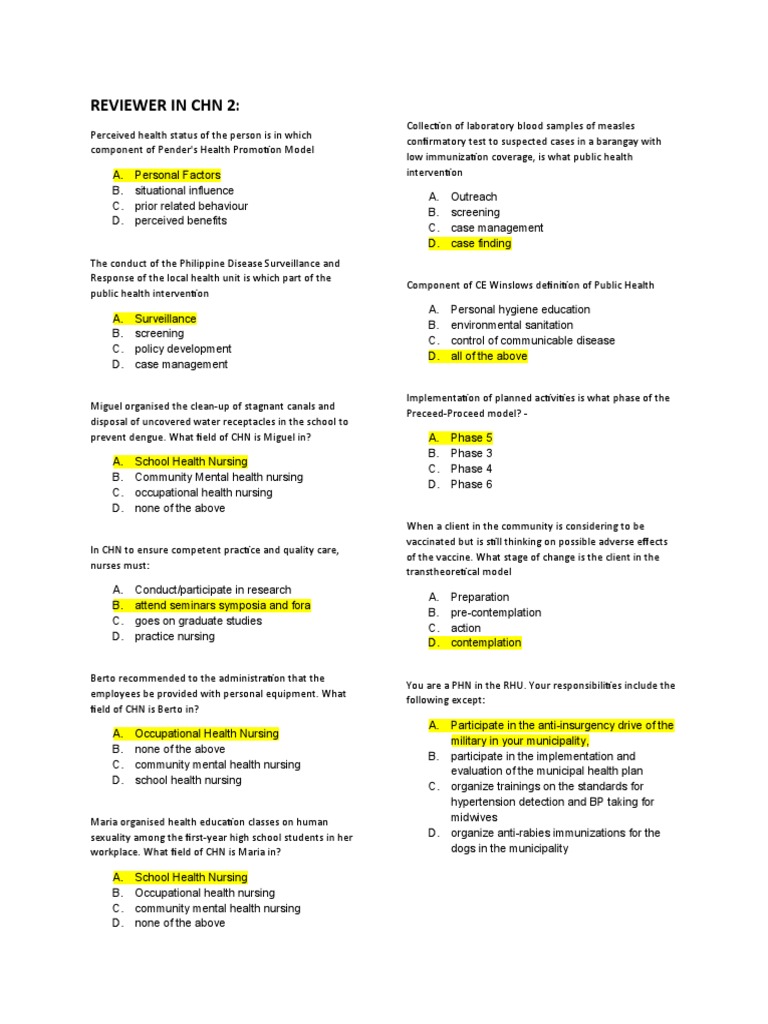 CHN Midterms Minor Review Exam | PDF | Electronic Health Record | Nursing
