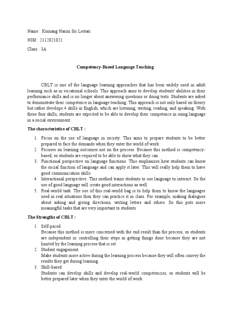 CBLT Methods Summary | PDF | Learning | Teaching Method