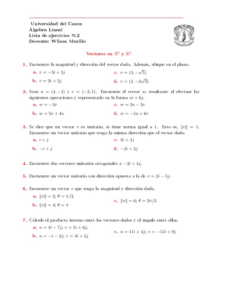 Vectores | PDF | Vector Euclidiano | Álgebra abstracta