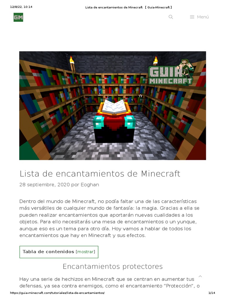 Lista de Encantamientos de Minecraft 【 Guía-Minecraft 】 | PDF