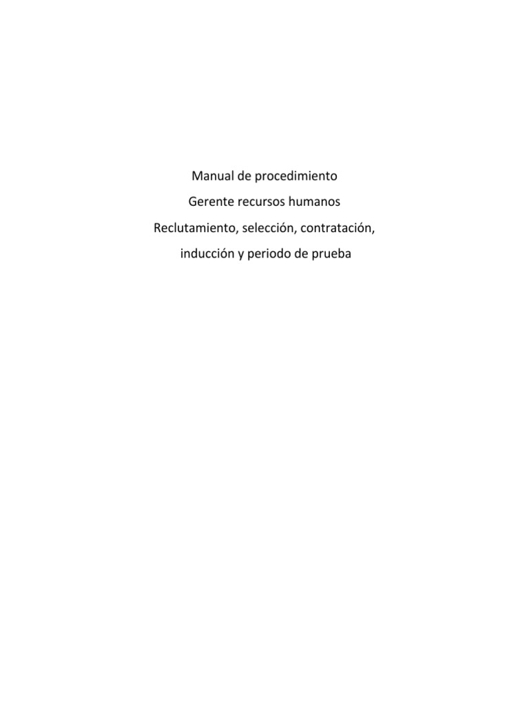 Manual de Procedimientos | PDF | Gestión de recursos humanos | Reclutamiento