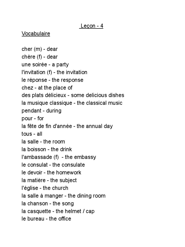 French Grammar and Vocabulary (L-4) | PDF | Linguistics | Grammar