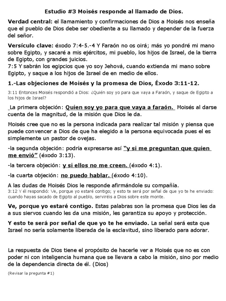 Estudio #3 Moises Responde Al Llamado de Dios. | PDF | Religión y ...