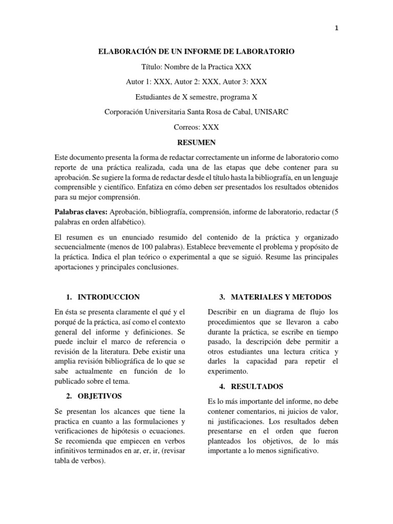 Guía para Informe de Laboratorio | PDF | Bibliografía | Science