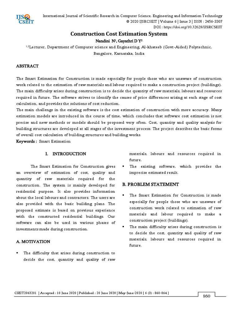 Construction Cost Estimation System Pdf Estimation Computing