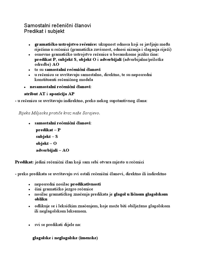 Samostalni Rečenični Članovi | PDF