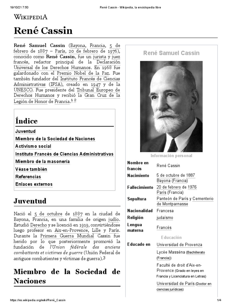 René Cassin - Bibliografía | PDF