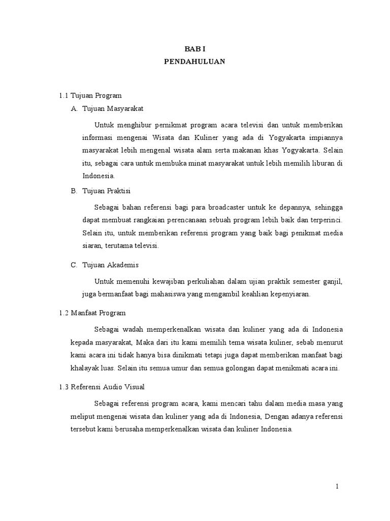 Contoh Desain Produksi Televisi | PDF