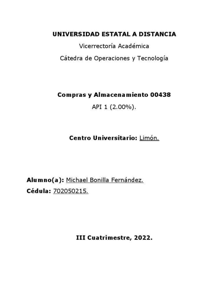 Michael Bonilla - API I | PDF