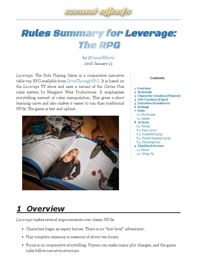 Rules Summary For Leverage - The RPG | PDF | Role Playing Games ...