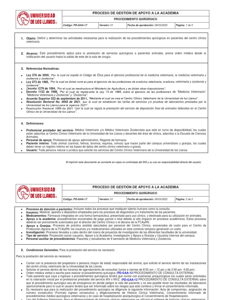 Pd-Gaa-17 Procedimiento Quirurgico V - 04 | PDF | Medicina Veterinaria ...