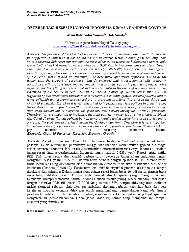 Jurnal Determinasi Resesi | PDF