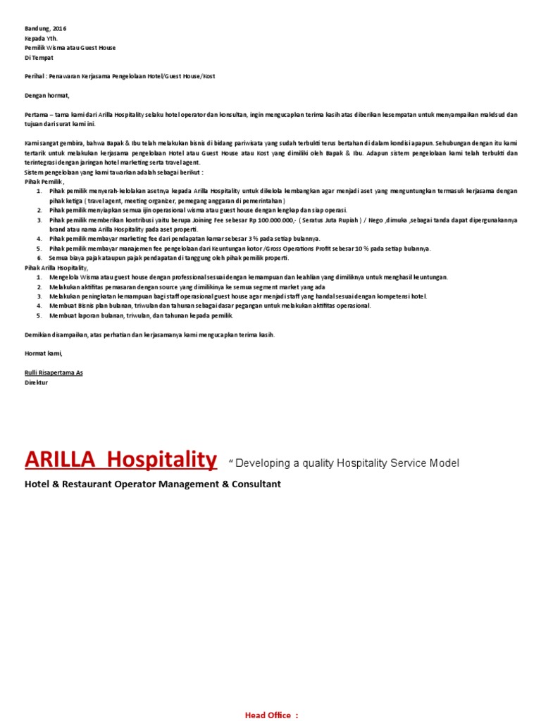 Arilla Hotel Management Company Profile | PDF