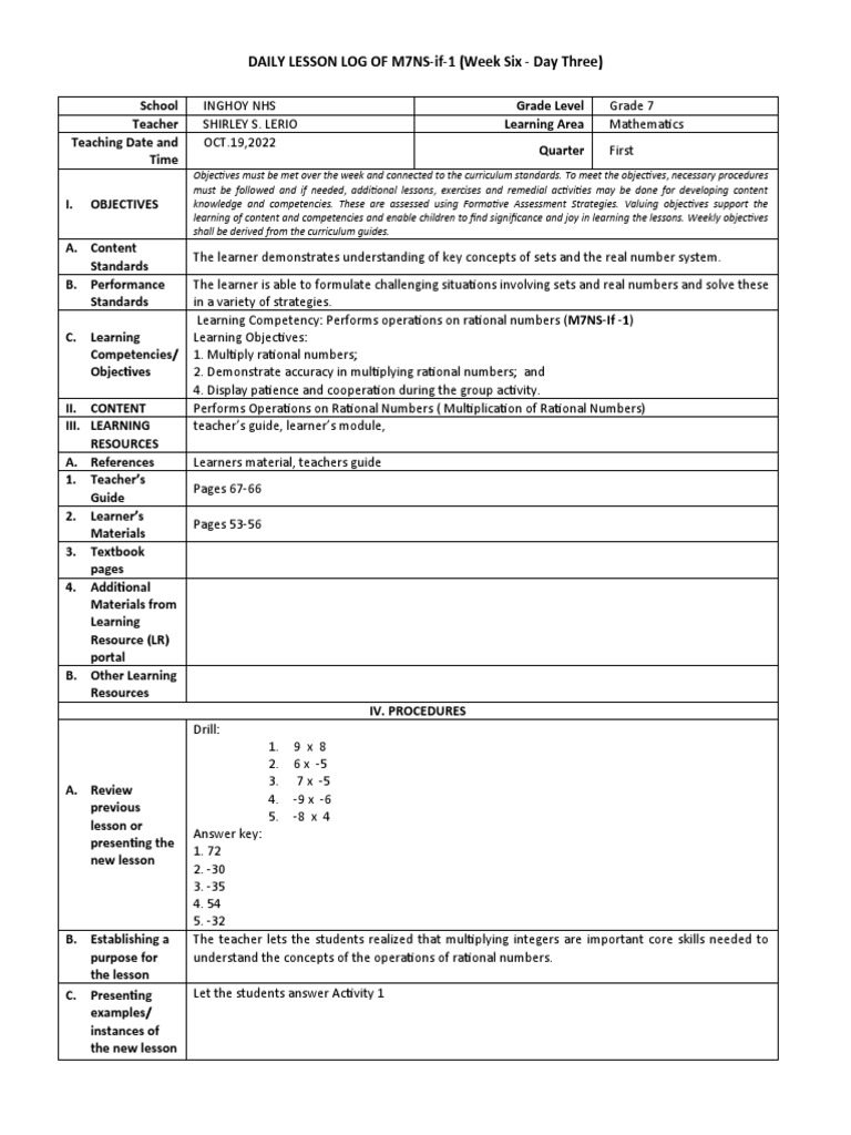 Week 6 Day 3 Pdf Multiplication Cognition 
