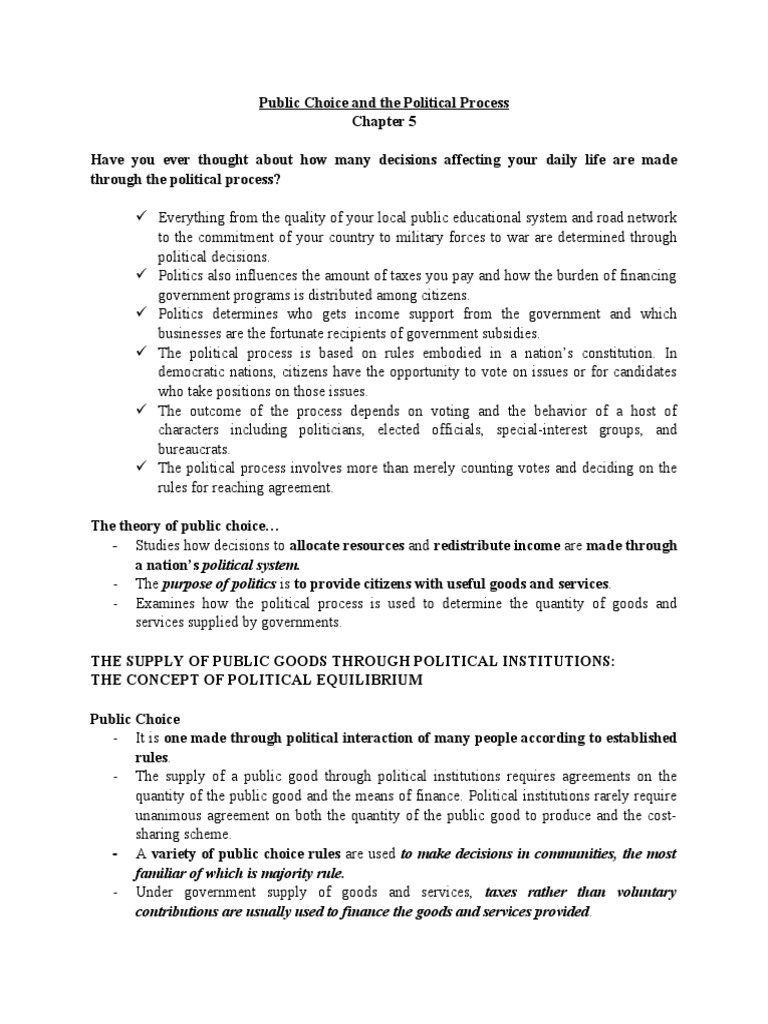 Public Choice and The Political Process - CHAPTER 5 | PDF