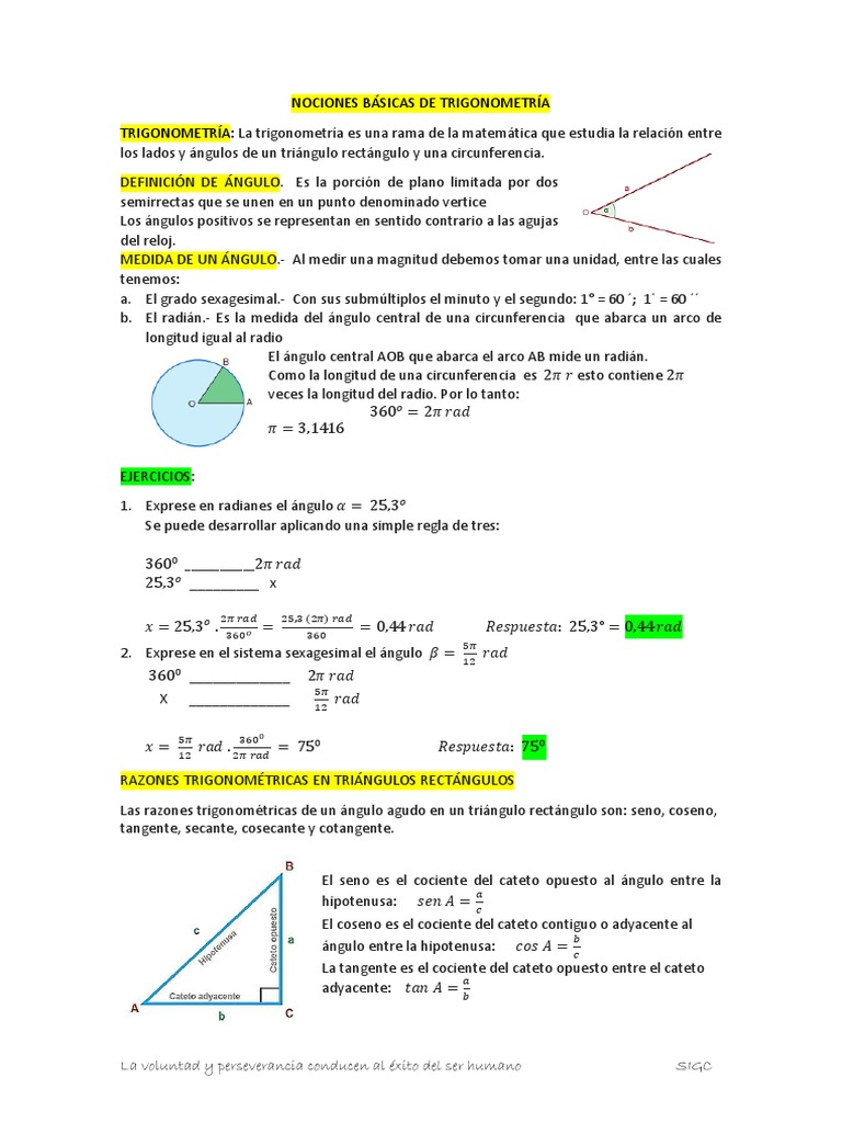 Introducción a los conceptos básicos de trigonometría | PDF | Trigonometría | Funciones ...