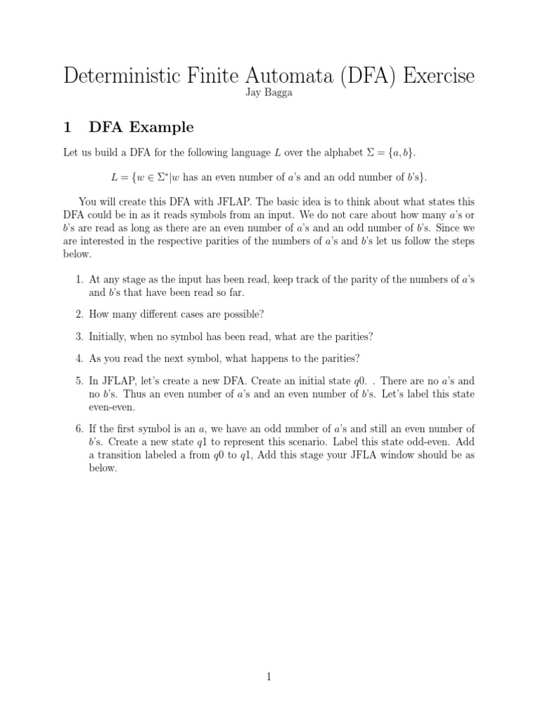 DFA Example | PDF | Formal Methods | Computer Science