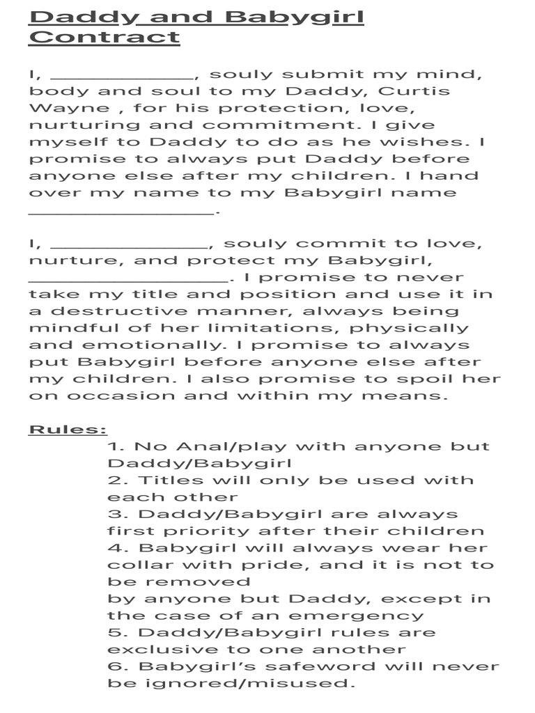 Daddy and Babygirl Contract | PDF
