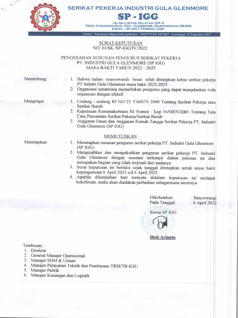 SK Susunan Pengurus | PDF