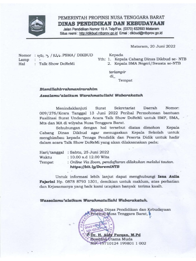 UNDANGAN TALK SHOW DoReMi | PDF