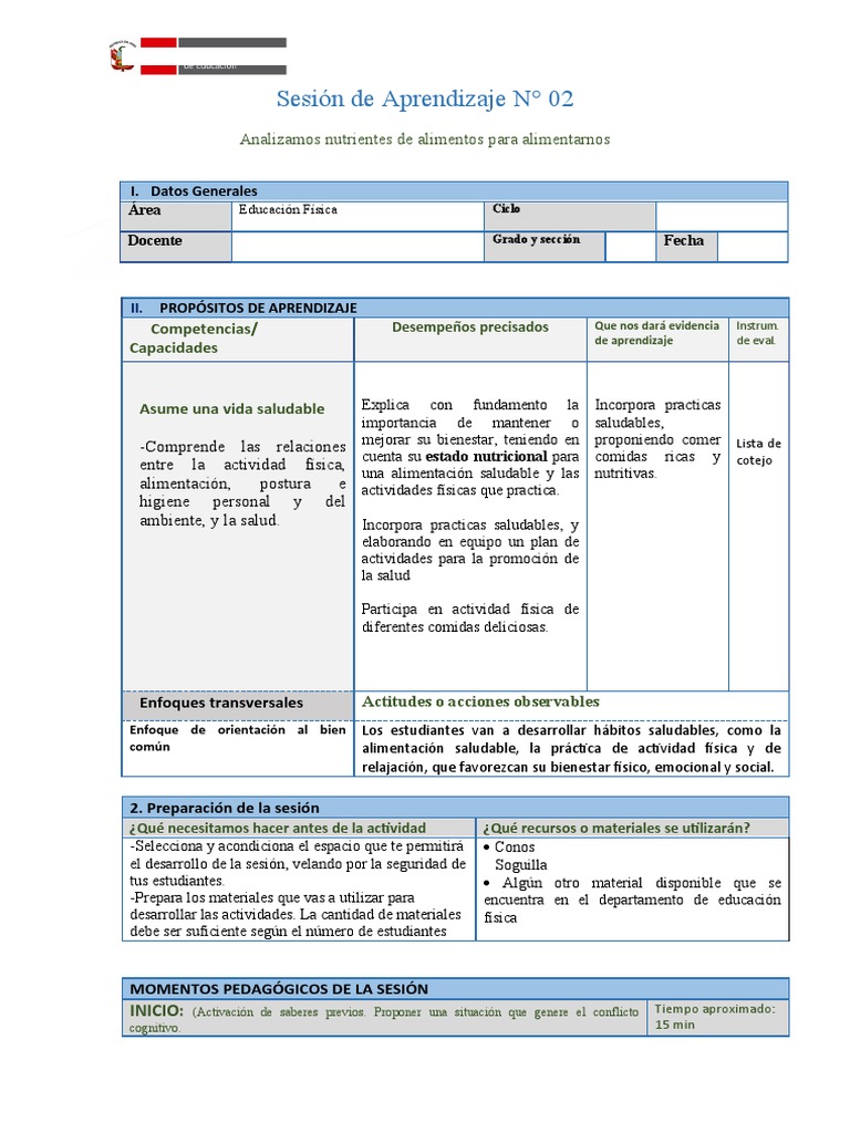 Sesion 3°4° | PDF | Aprendizaje | Alimentos