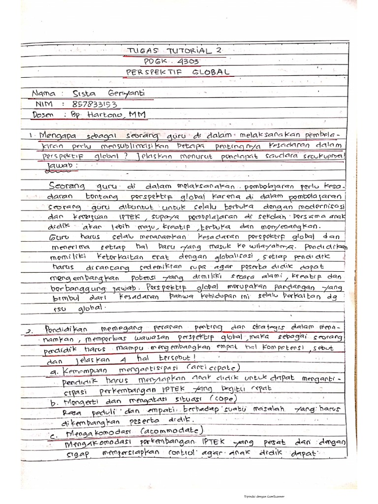 Sista Geriyanti - 857833153 - Tugas TT 2 - Perspektif Global | PDF