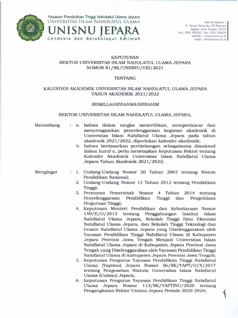 Kalender Akademik 2022 Pdf
