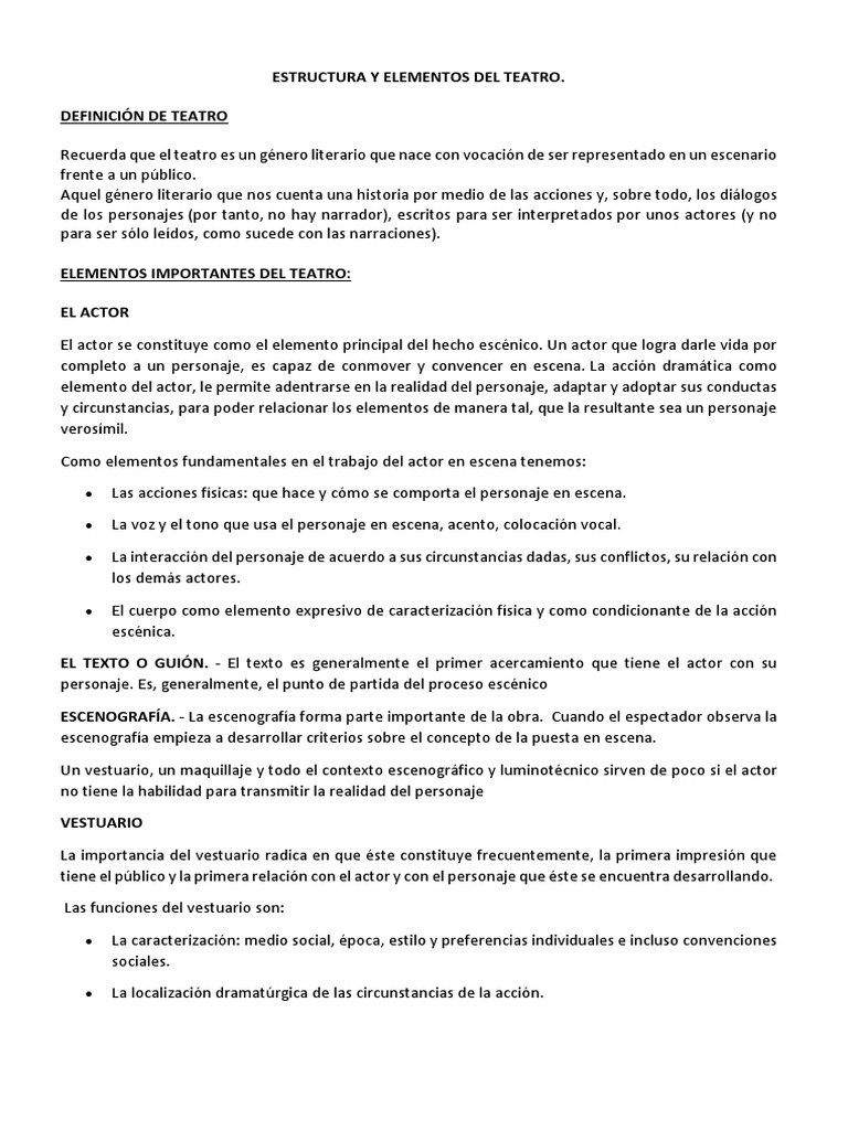 Estructura y Elementos Del Teatro | PDF