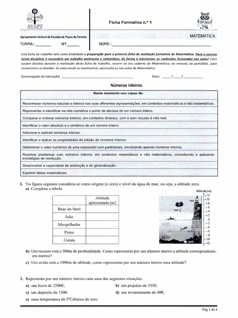 Mat 7 - EBPF - Ficha Formativa 1 - 30 Set 2022 | PDF